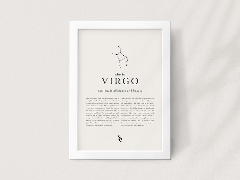Virgo Print for Wall Virgo Star Sign Instant Download Print Zodiac ...