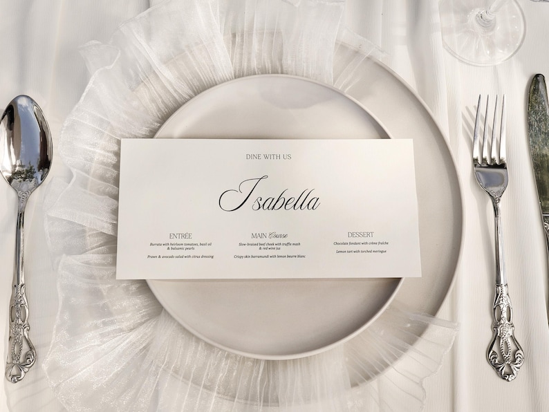 Wedding Menu Guest Name Landscape Romantic Menu Card Editable Digital ...