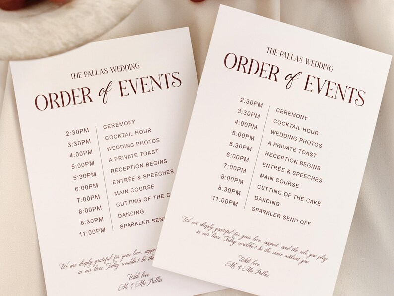 Wedding Program Template Editable Order of Events Sign A5 Digital ...