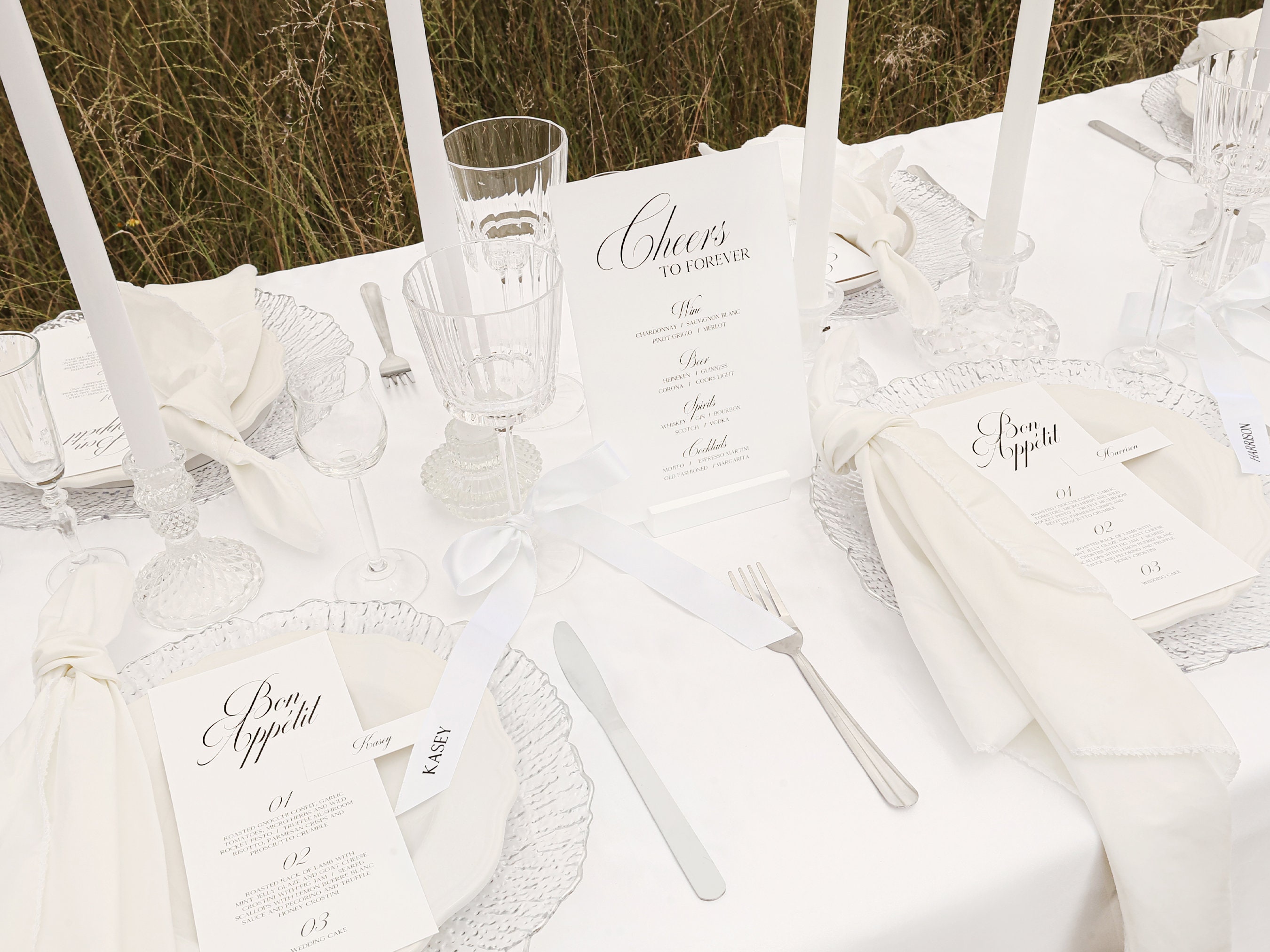 Wedding Menu & Name Card Digital Template Cards Place Settings Bundle ...