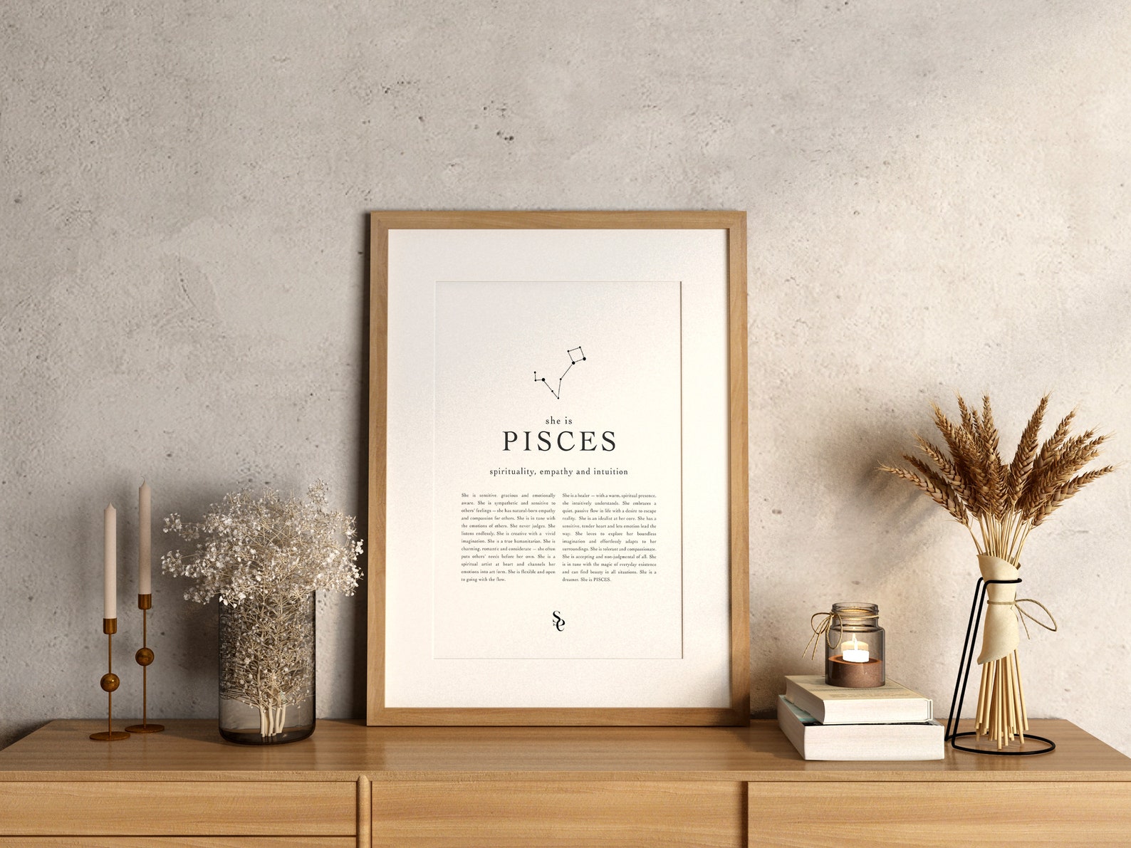 Pisces Star Sign Instant Download Print Pisces Gift Zodiac Printable ...