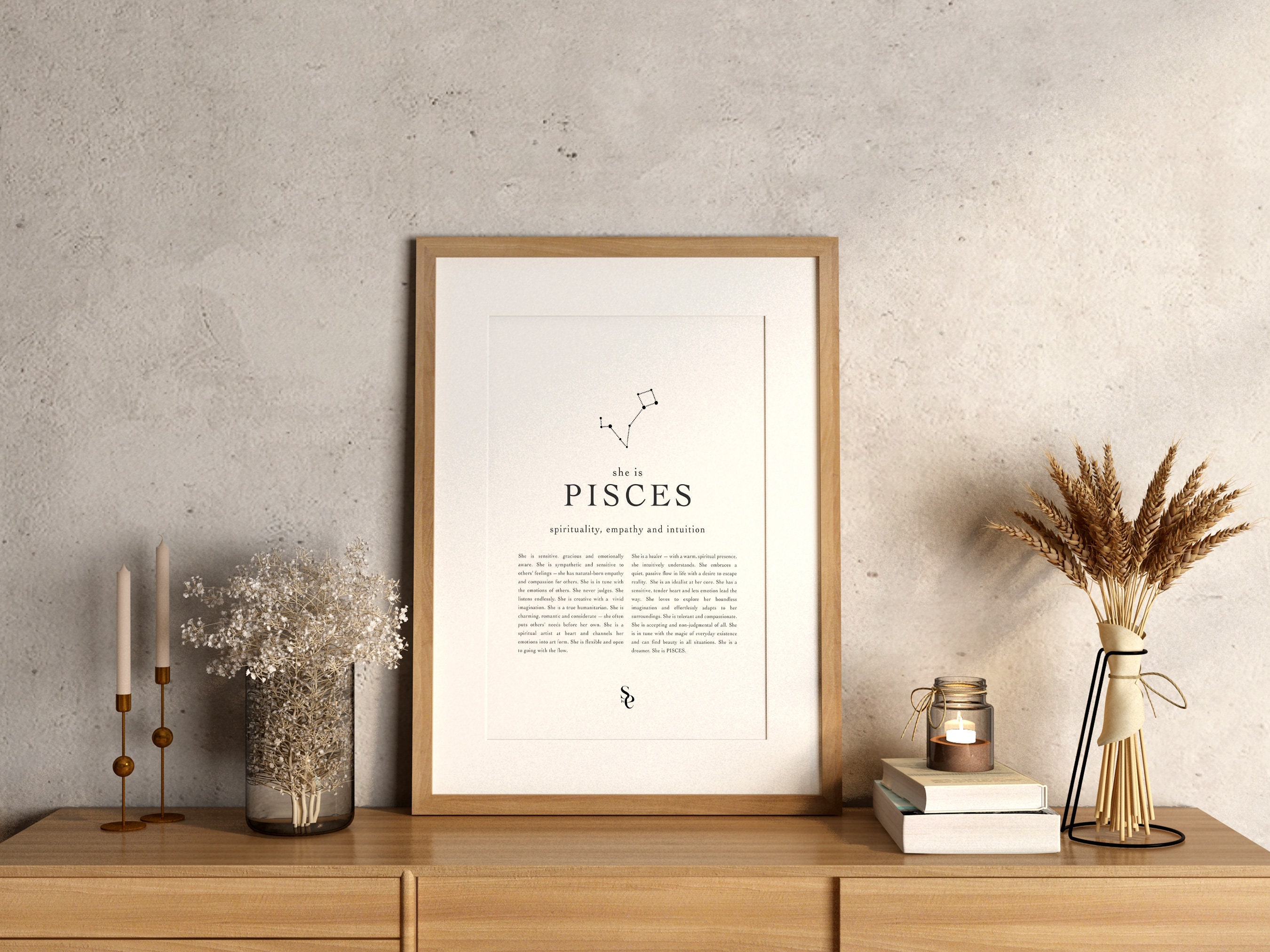 Pisces Star Sign Instant Download Print Pisces Gift Zodiac Printable ...