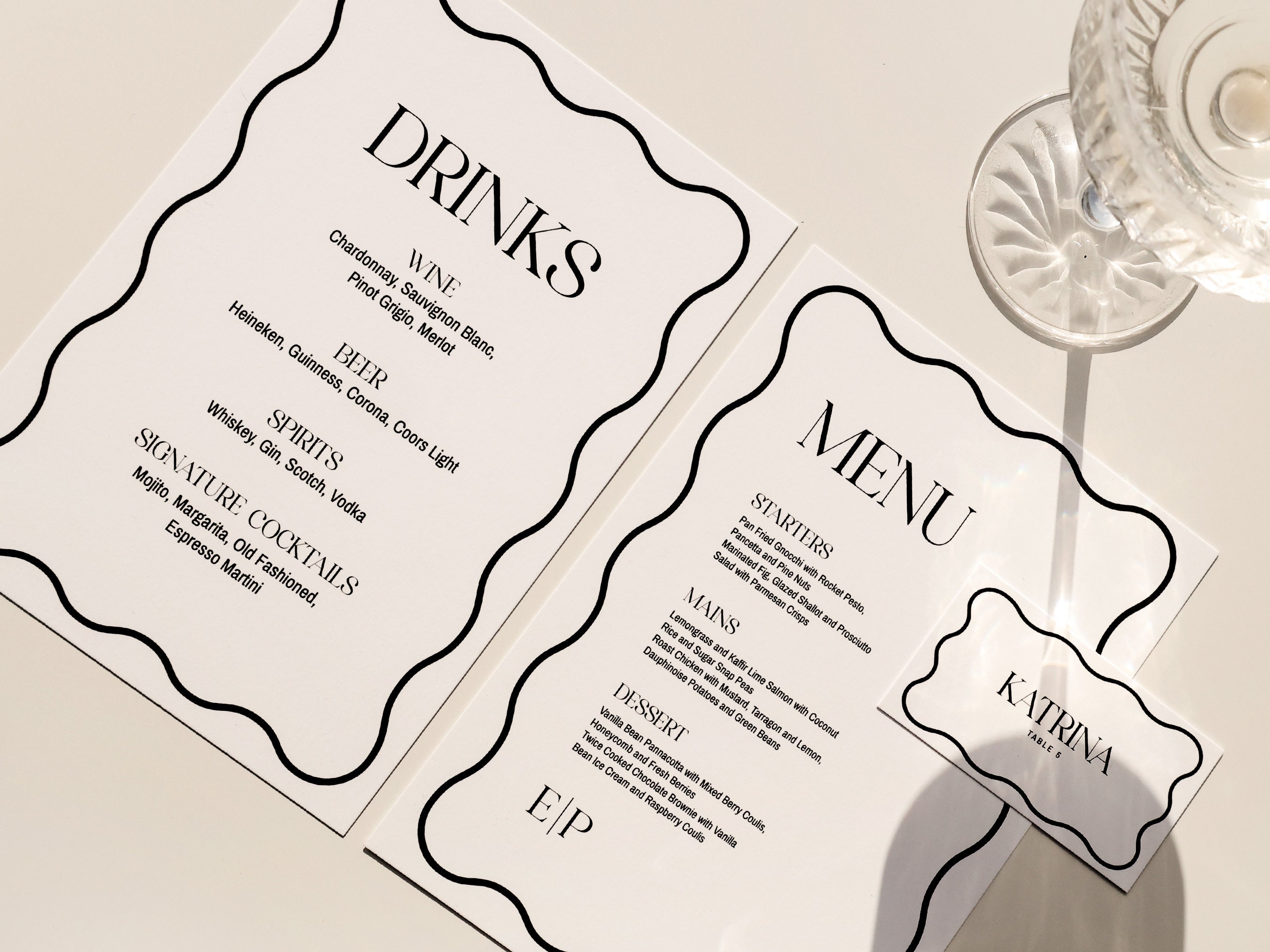 Wave Drinks Menu Template Elegant Bar Menu Design Instant Download Editable Digital File Perfect ...