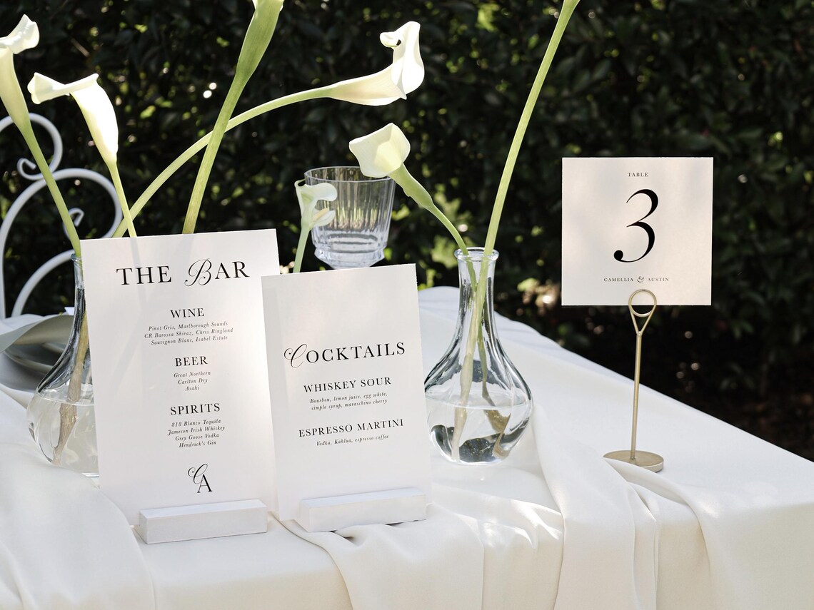 Elegant Wedding Table Number Minimalist Table Sign Garden Wedding Decor ...