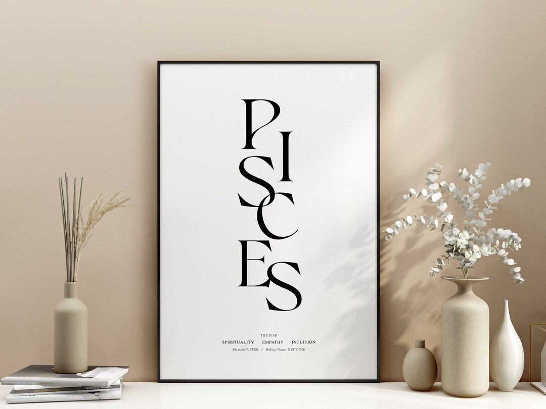 Pisces Print Instant Download Simple Print for Wall Pisces Gift Zodiac ...