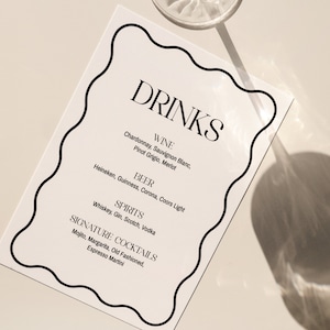 Wave Drinks Menu Template Elegant Bar Menu Design - Instant Download ...