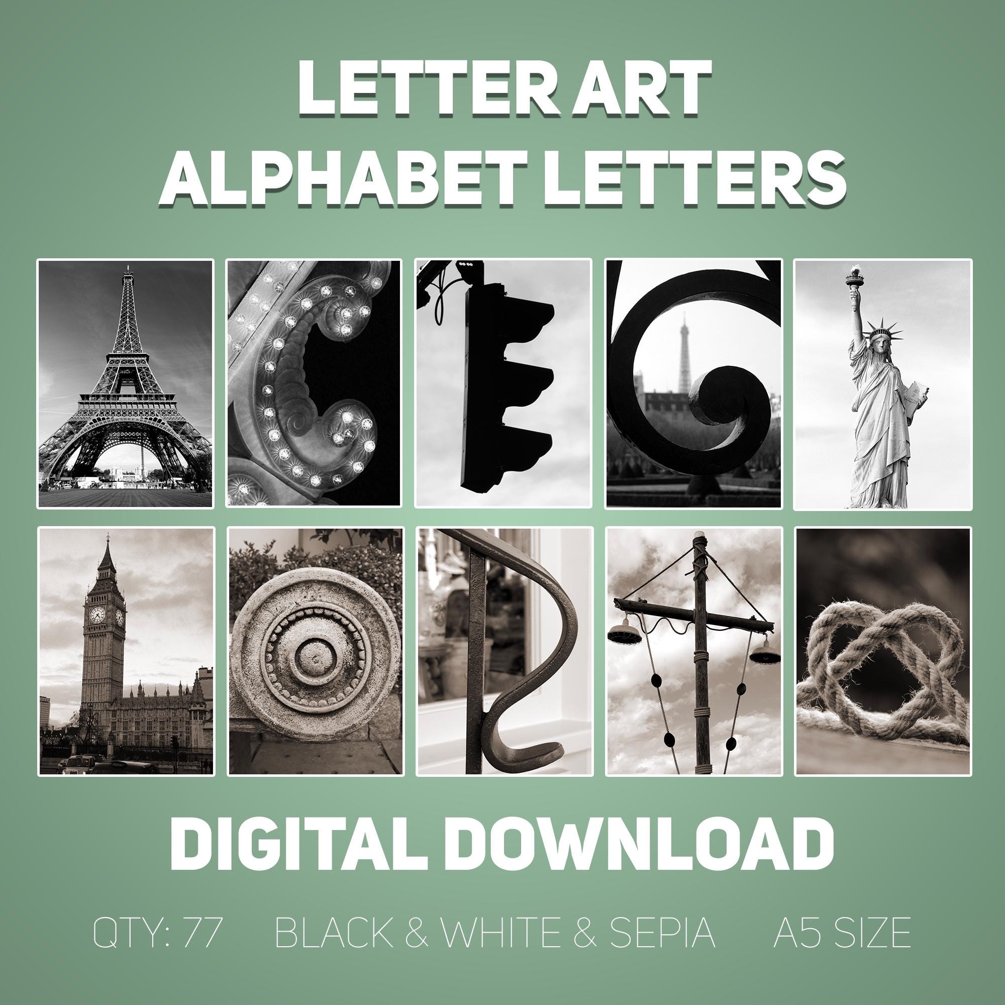 77 Letter Art Alphabet Photography Letters - DOWNLOAD Black & White and ...