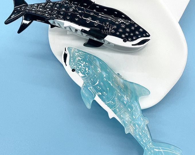 Whale Shark Hair Clips Set of Two White Hair Clip Metal Snap Barrette ...