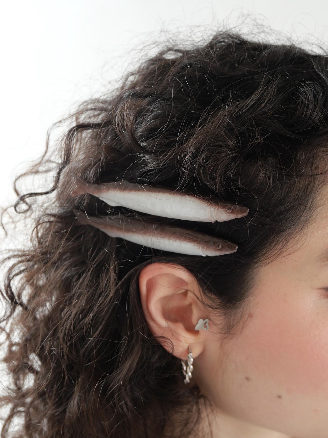 Sardine Fish Fun Hair Barrettes Clip Claw/ Weird Funny Gift for Her/ 2 ...