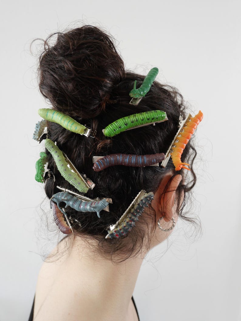 Worms Caterpillar Bugs Insects Crazy Hair Barrettes Clip/ 12 Pcs Weird ...