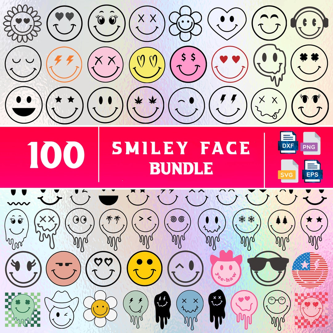 100 Smiley Face Svg Bundle Smile Svg Melting Smiley Svg - Etsy Ireland