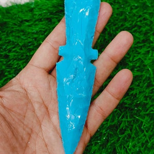 Turquoise Opal Blade Spearhead Arrowhead 6" Inch | Hand Carved Crystal ...