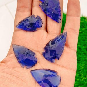 Hand Crafted Blue Obsidian Arrowhead Spearhead, Size 1"inch, Obsidian ...
