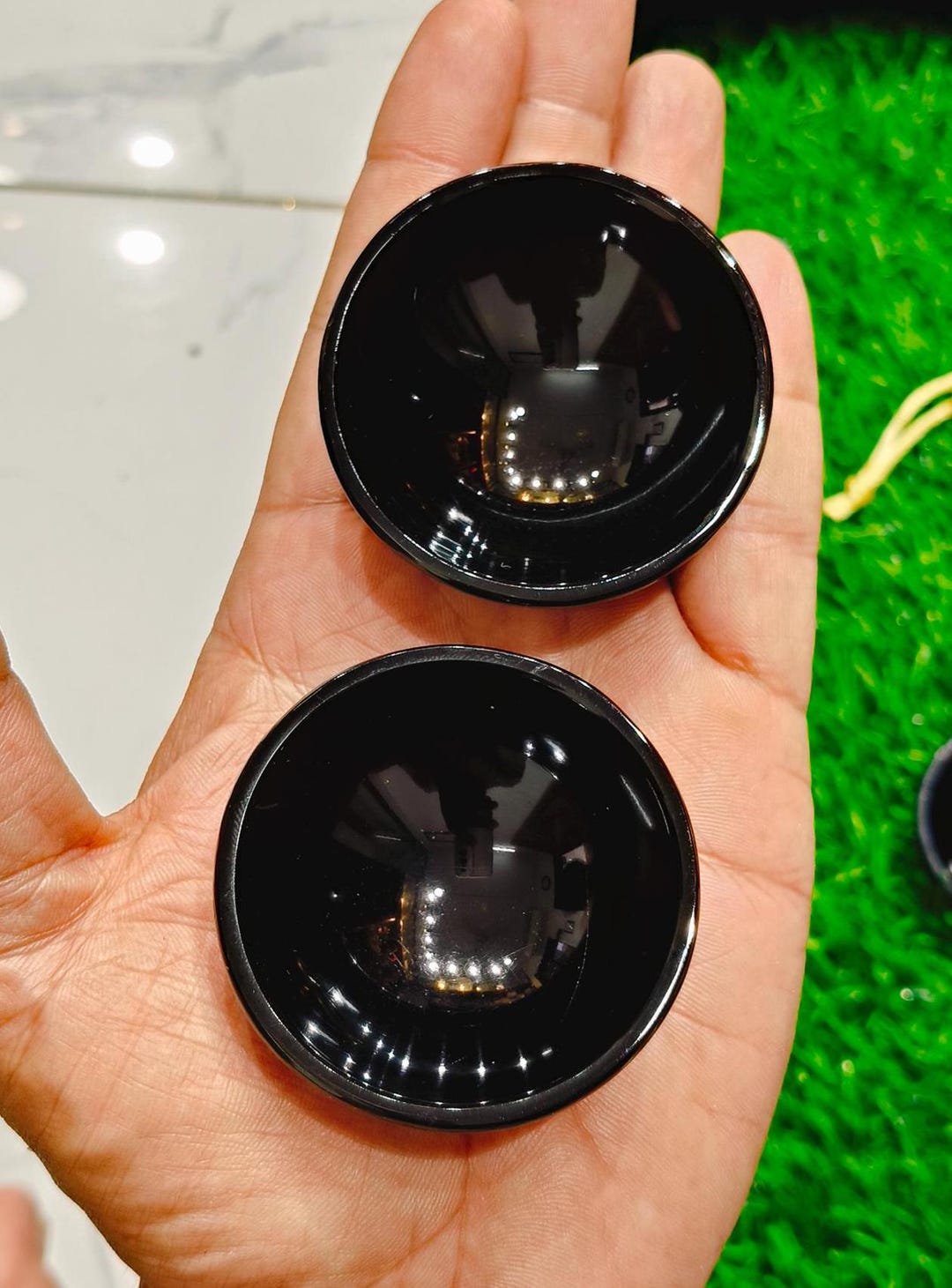 Handmade Obsidian Bowl: Polished Black Crystal, Healing Gemstone (2 ...