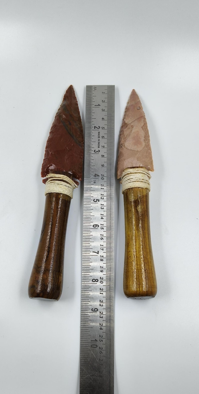 Hand Knapped Flint Knife - 8" Agate Jasper Stone Dagger - Primitive Art ...