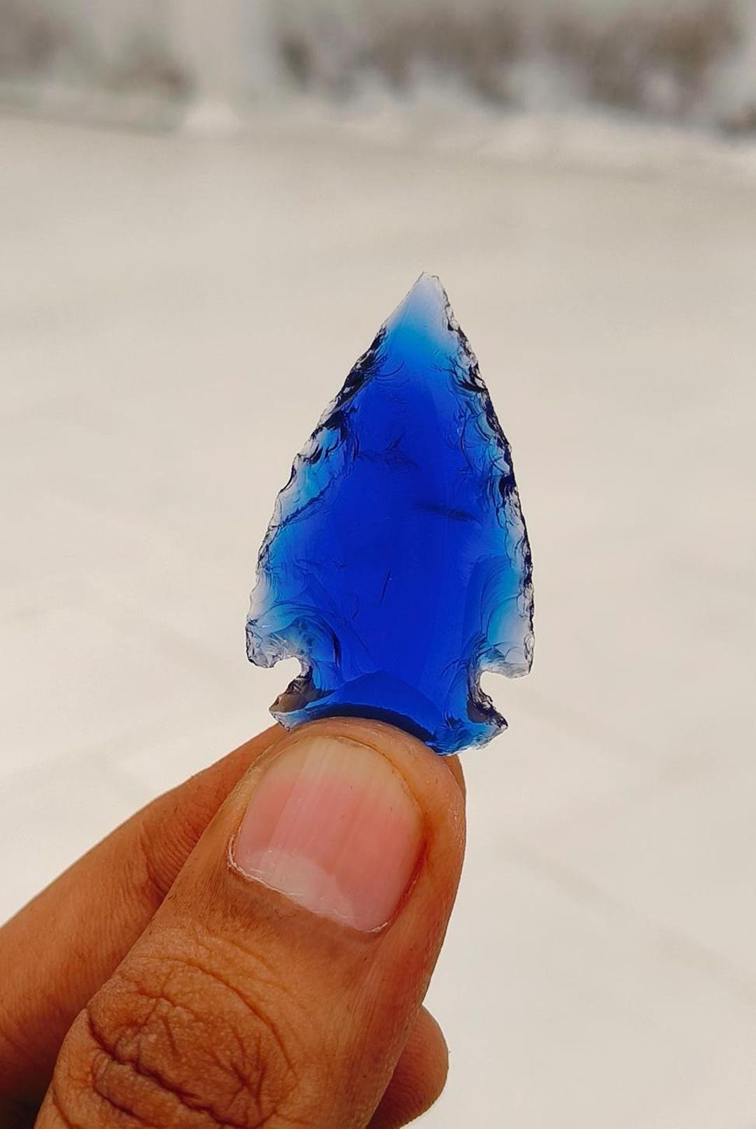 Hand Crafted Blue Obsidian Arrowhead Spearhead, Size 1"inch, Obsidian ...