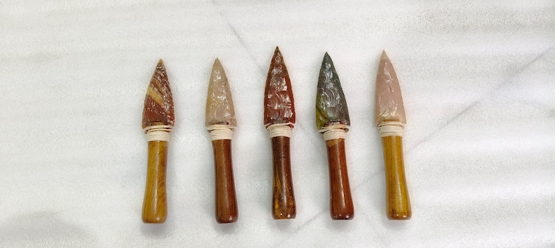 Hand Knapped Flint Knife - 8" Agate Jasper Stone Dagger - Primitive Art ...