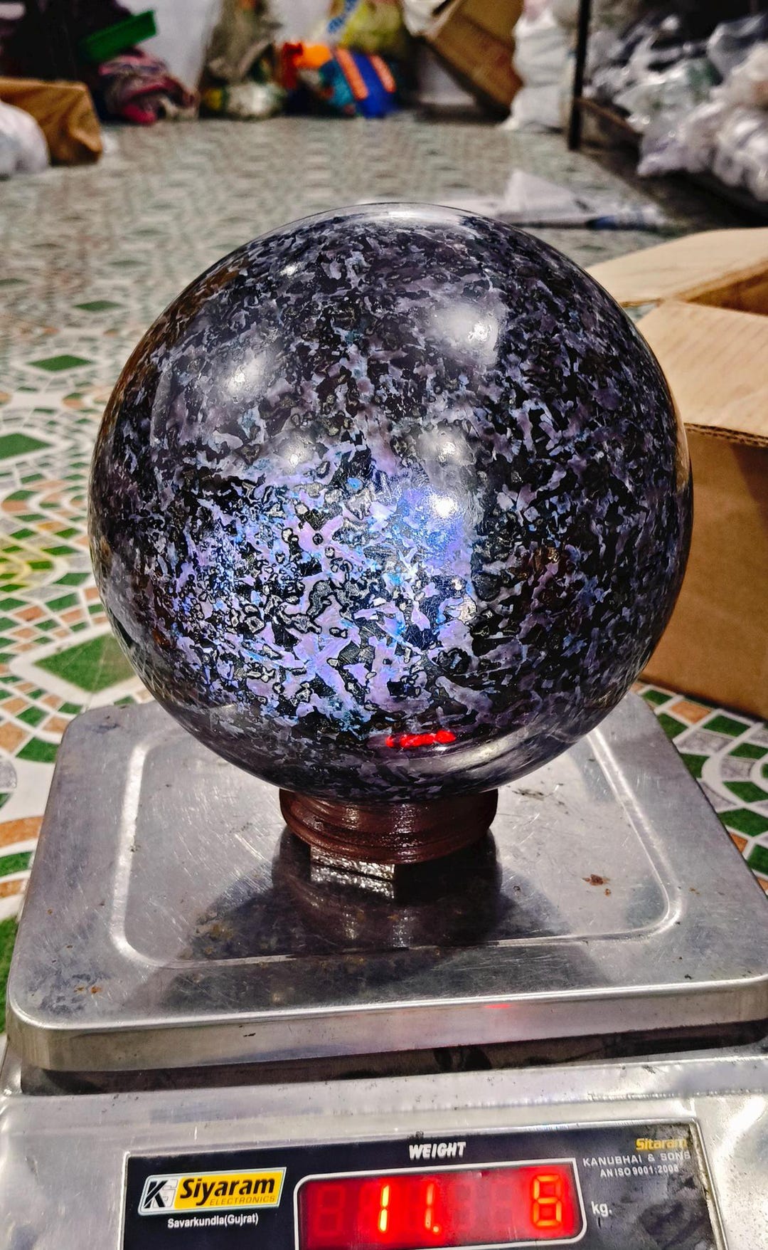 Large Indigo Gabbro Sphere, Mystic Merlinite Crystal Ball, Third Eye ...