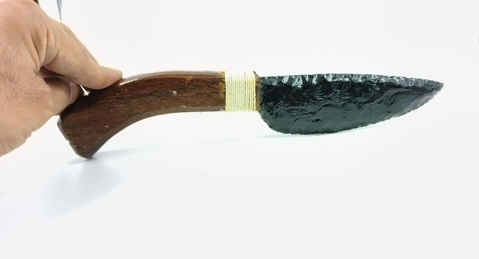 Cuchillo de obsidiana negra de 15 cm con mango de madera: Athame con ...