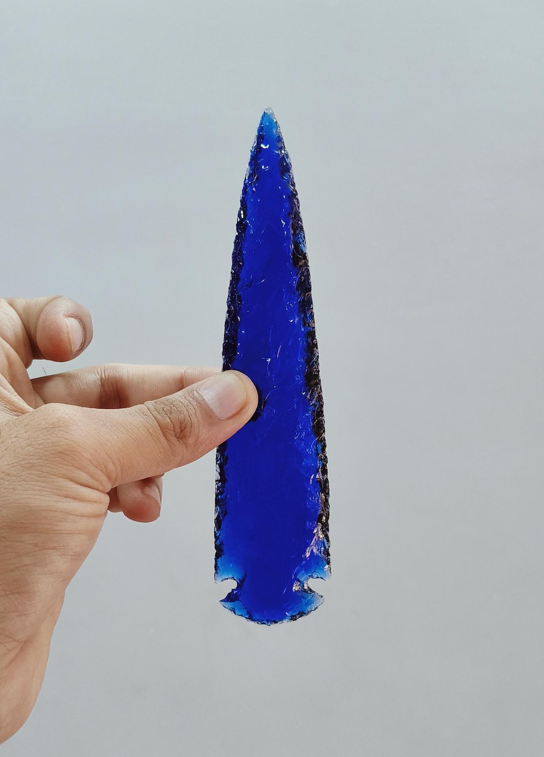 Hand Knapped Blue Obsidian Arrowhead – Primitive Stone Blade, Crystal ...