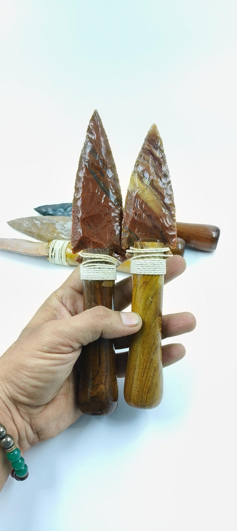 Hand Knapped Flint Knife - 8" Agate Jasper Stone Dagger - Primitive Art ...