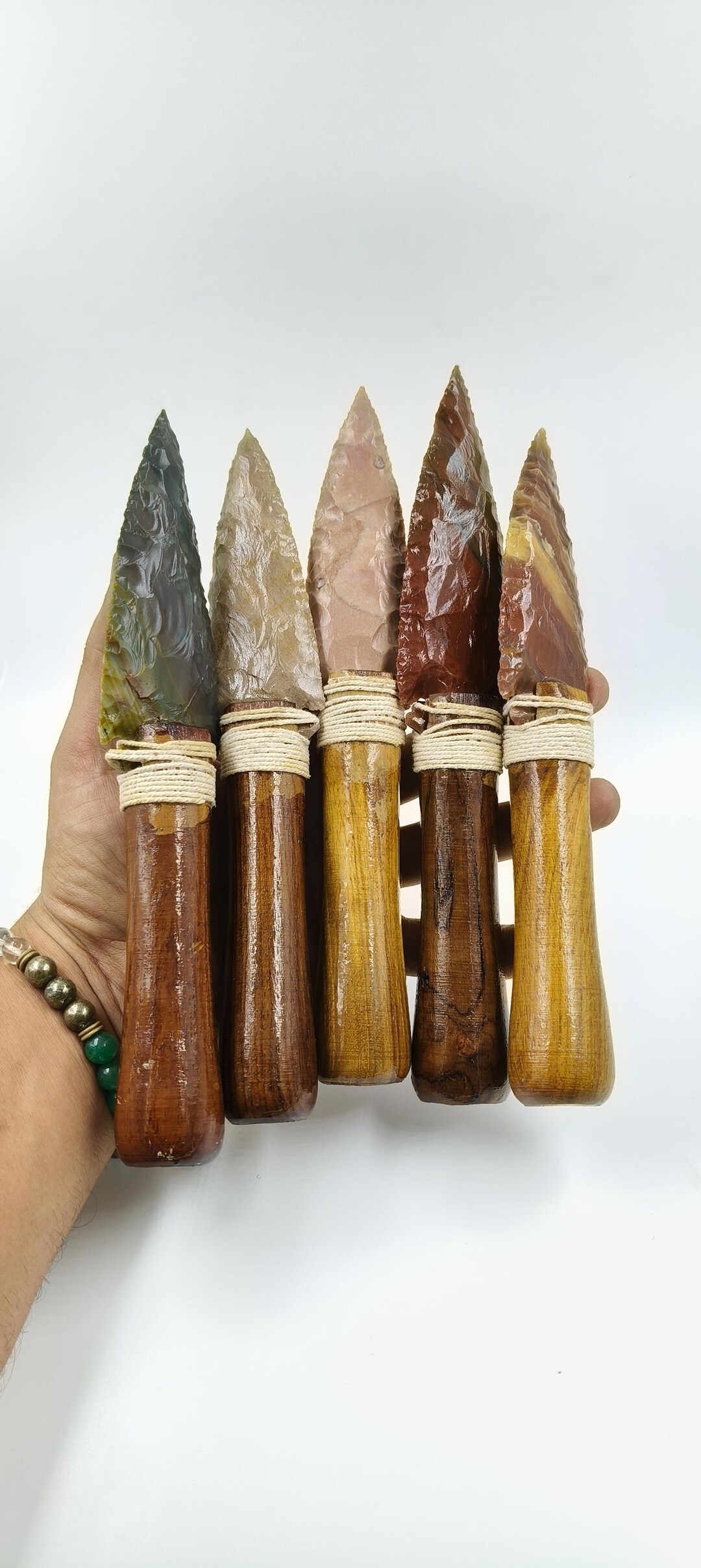 Hand Knapped Flint Knife - 8" Agate Jasper Stone Dagger - Primitive Art ...