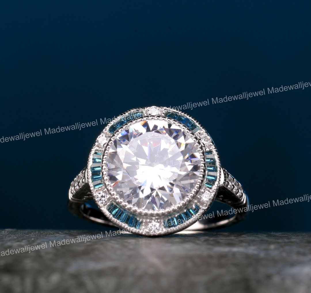 Art Deco Engagement Ring, Fabulous Wedding Ring, 2.0ct Round Diamond ...