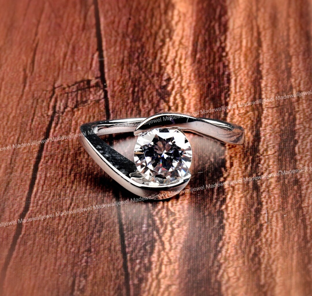 Bypass Wedding Ring, Women's Engagement Ring, 1.3 Ct Round Diamond ...