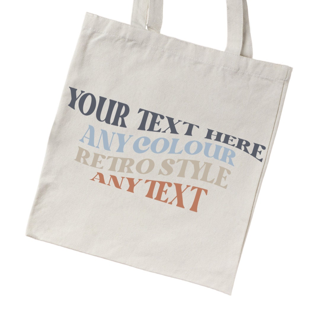 Retro Text Personalised Tote Bag | Custom Groovy Text Bag | Holiday ...