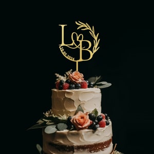 Custom Initial Wedding Cake Toppers, Gold Cake Toppers, Vintage Rustic ...