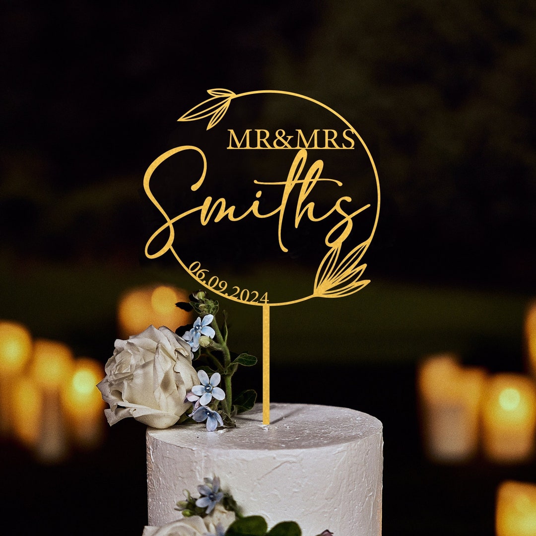 Custom Initial Wedding Cake Toppers, Gold Vintage Cake Toppers, Rustic ...
