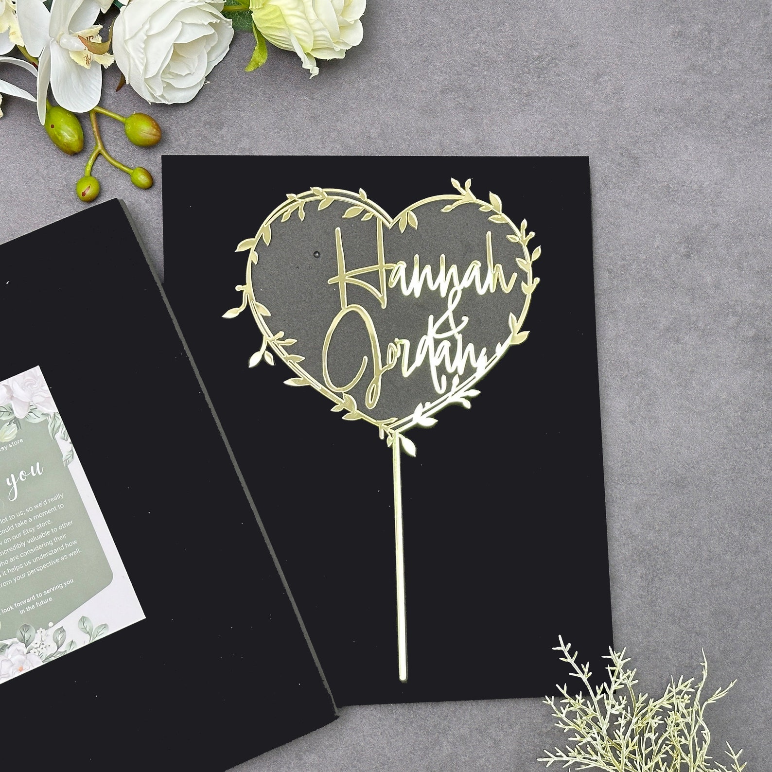 Personalized Wedding Cake Topper With Heart, Custom Couples Script Cake ...