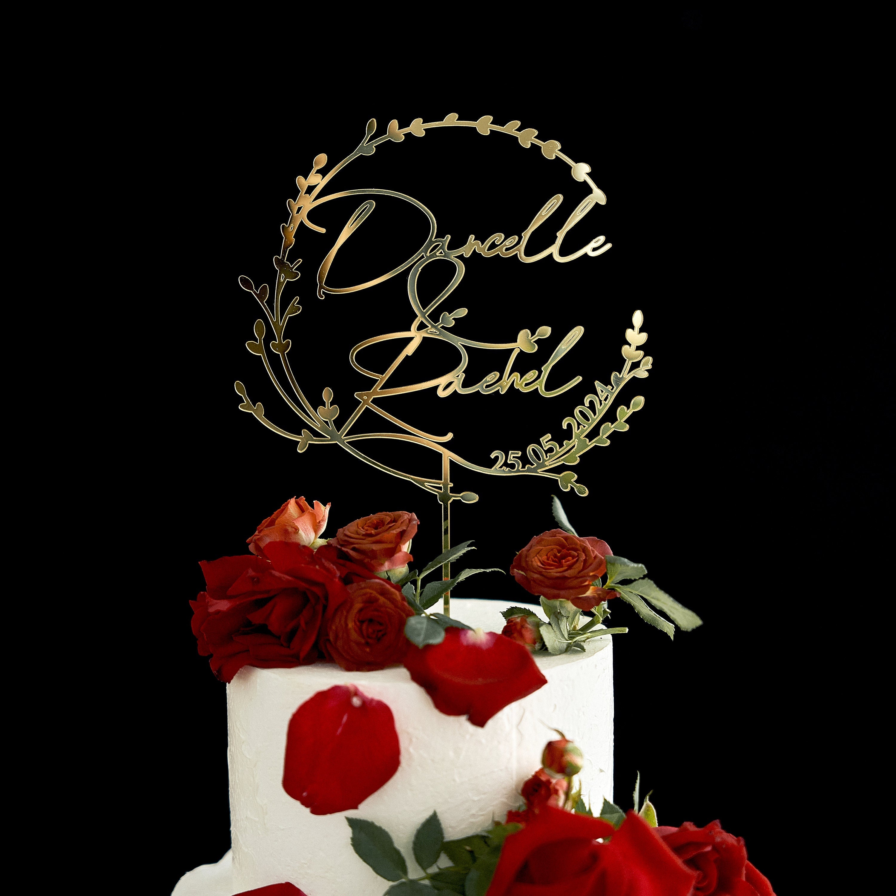 Gold Wedding Cake Topper, Personalized Cake Topper, Wedding Cake Topper ...