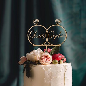 Wedding Cake Toppers With Diamond Ring, Gold Wedding Vintage Cake ...