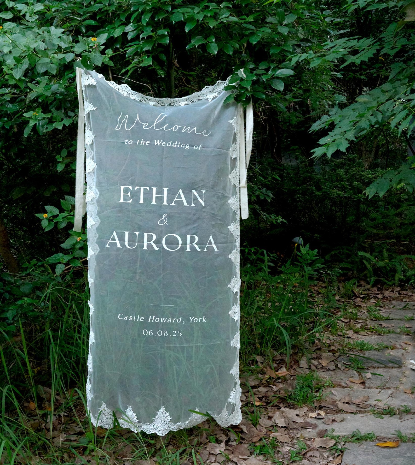 Welcome Fabric Sign, Sheer Sign, Fabric Sign, Wedding Veil, Fabric Sign ...