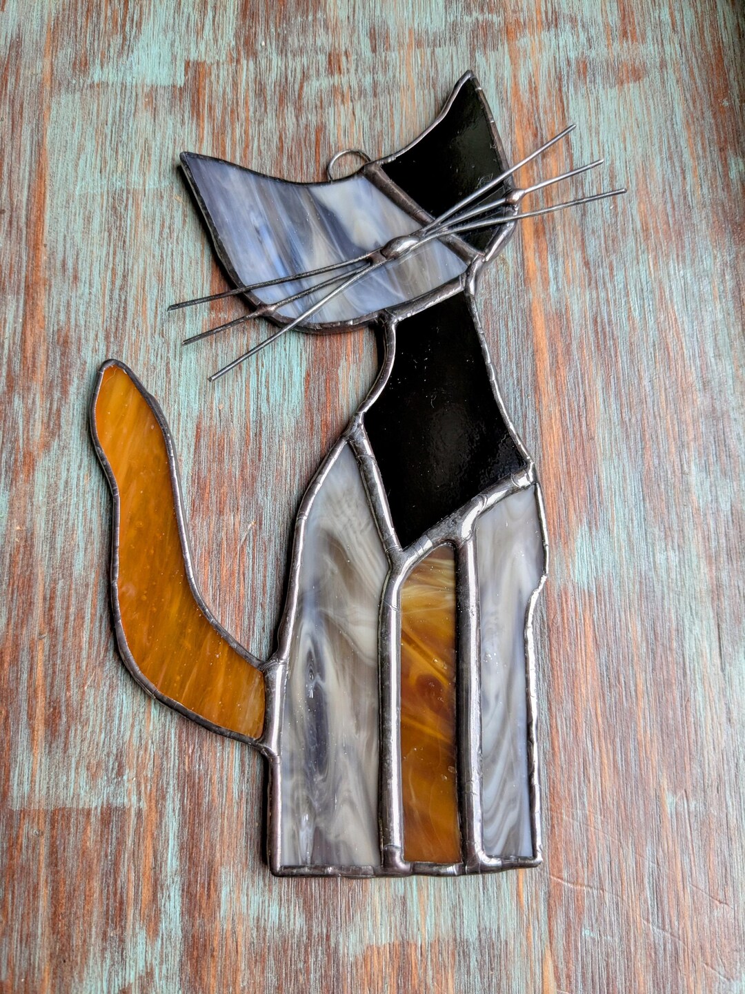 Stained Glass Calico Cat Suncatcher Hanging - Etsy
