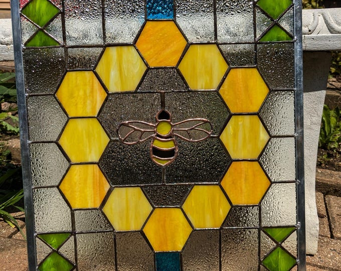 Honey Bee "welcome Back" Stained Glass Window Panel Hanging - Etsy