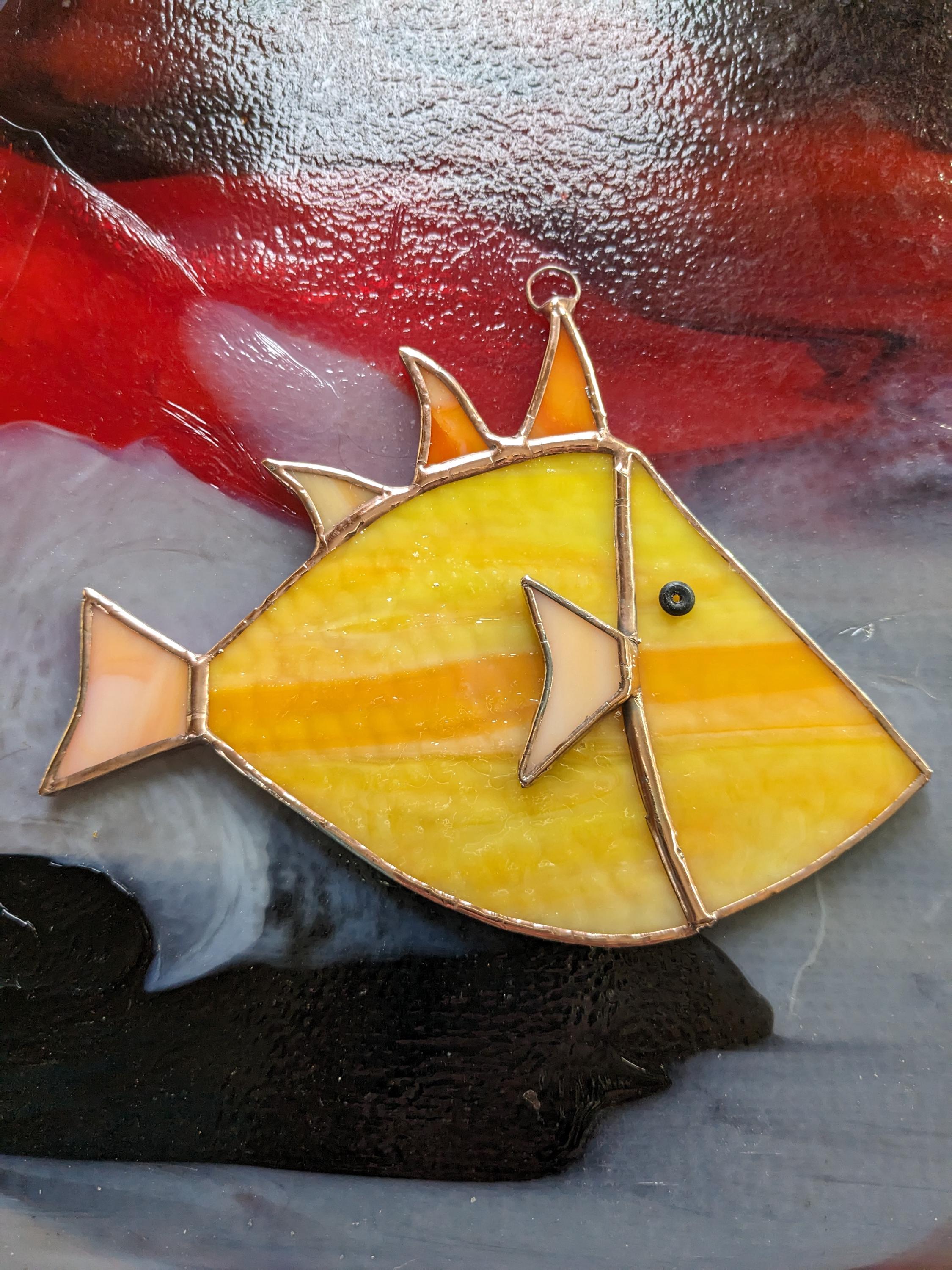 Stained Glass Gold Fish Suncatcher - Etsy