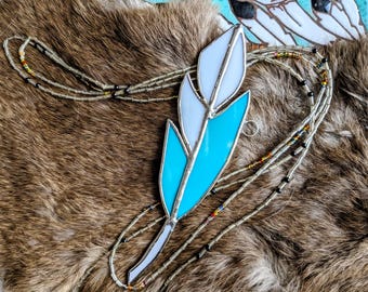 Stained Glass Feather, Feather Suncatcher, Feather Glass Window Hanging ...