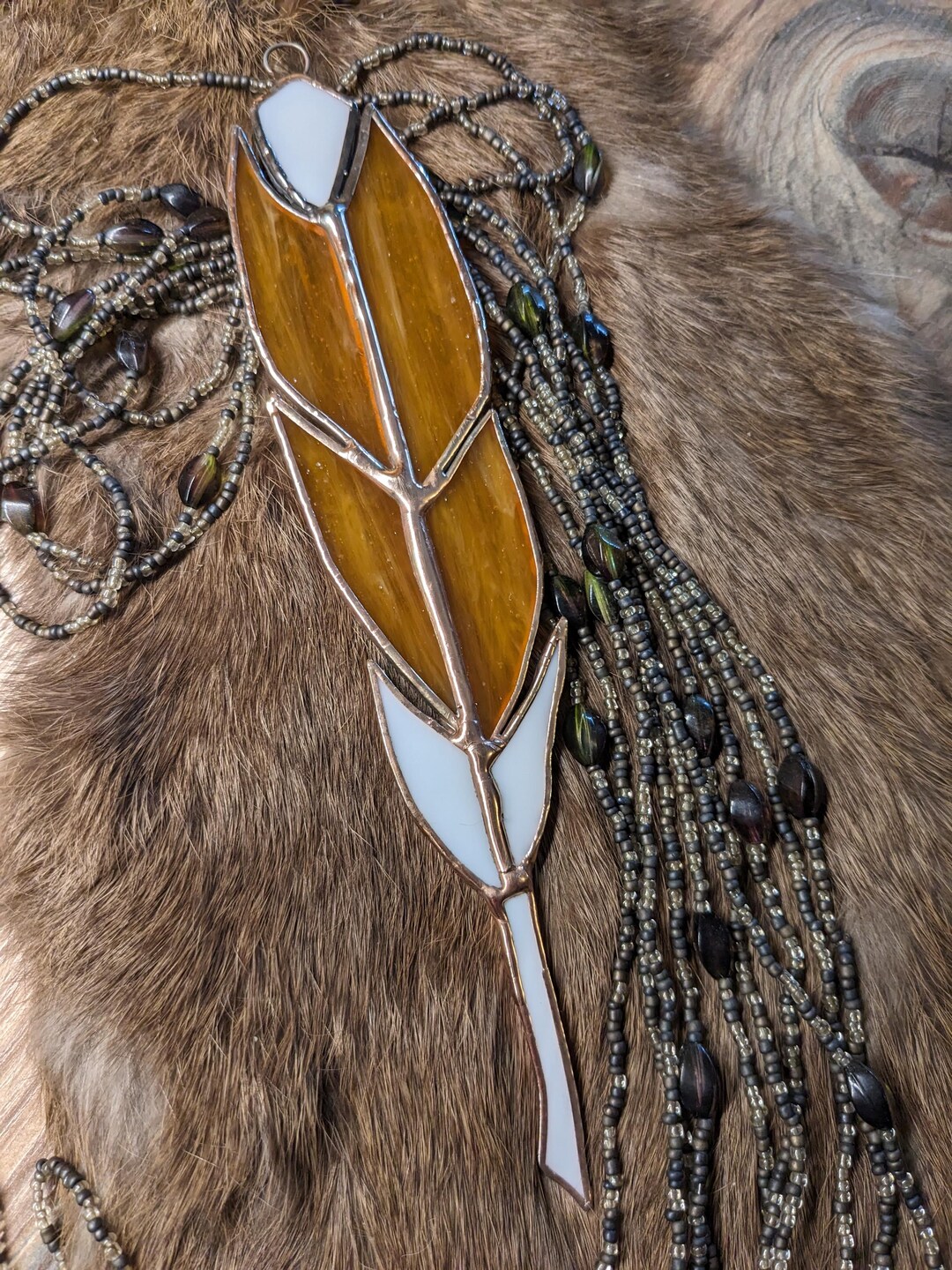 Stained Glass Red-tailed Hawk Feather Suncatcher - Etsy
