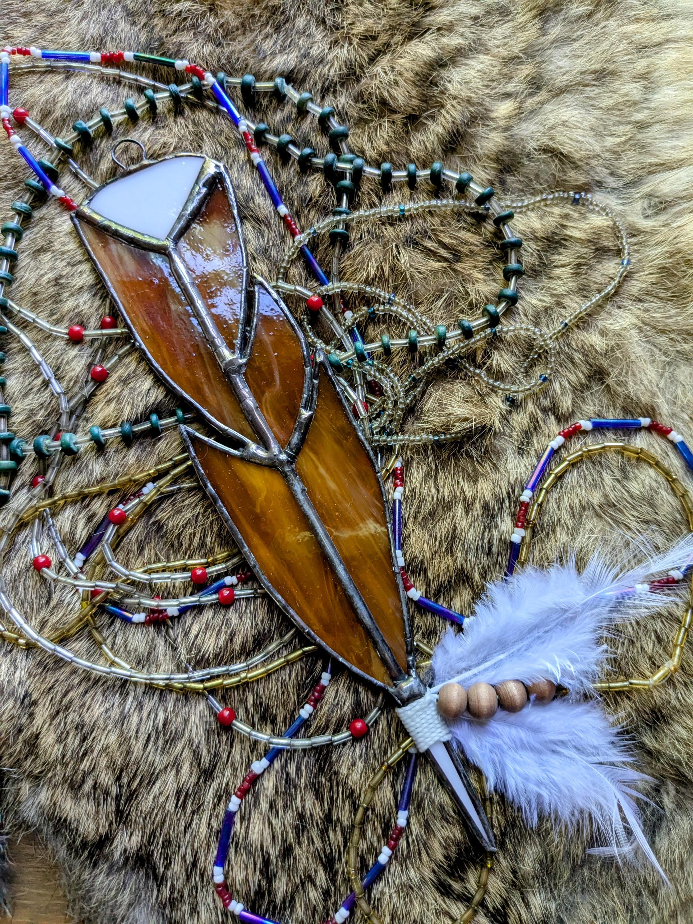 Stained Glass Red Tailed Hawk Feather Suncatcher Hanging - Etsy