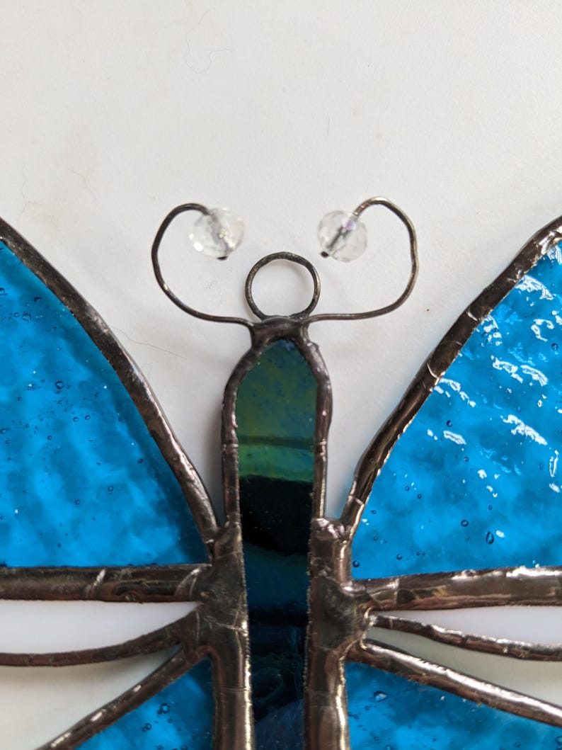 Stained Glass Blue Butterfly Suncatcher - Etsy