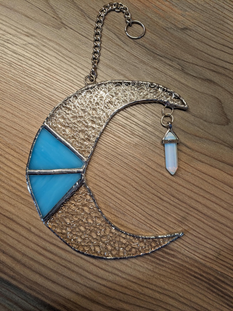 Stained Glass Moon With Crystal Suncatcher - Etsy