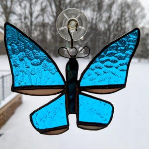 Stained Glass Blue Butterfly Suncatcher - Etsy