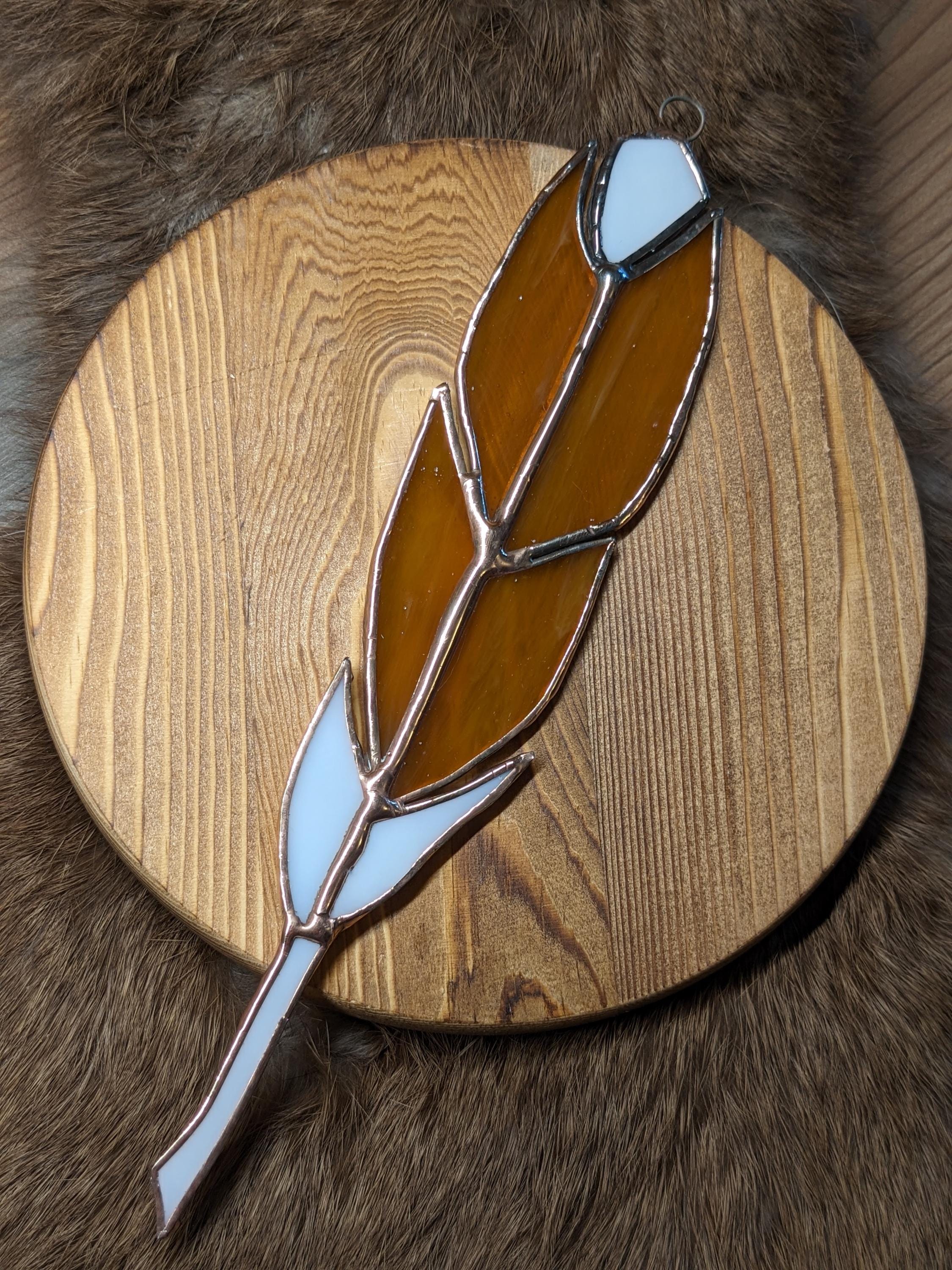 Stained Glass Red-tailed Hawk Feather Suncatcher - Etsy