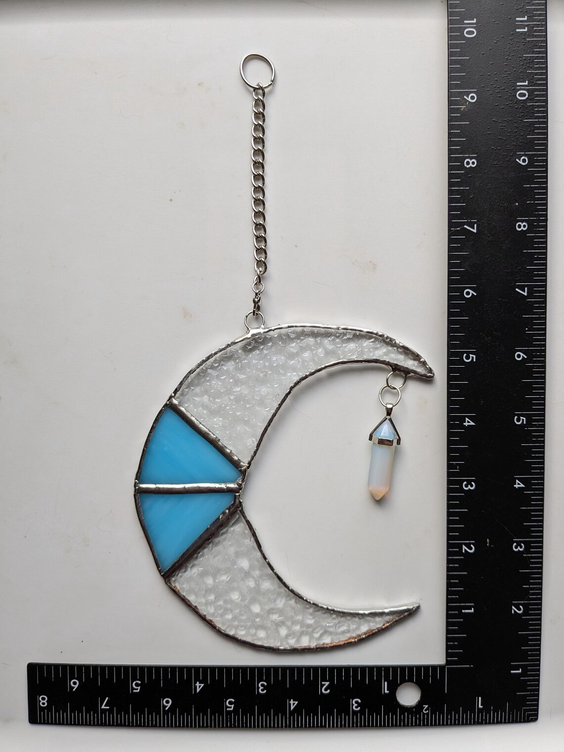 Stained Glass Moon With Crystal Suncatcher - Etsy
