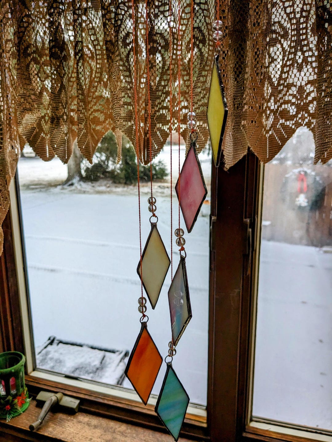 Stained Glass Diamond Shapes Hanging - Etsy