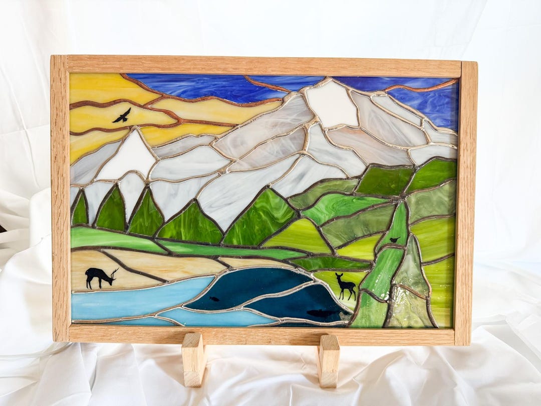 Mountain Stained Glass Light Box - Etsy