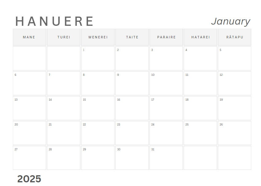 Printable Te Reo Māori Calendar 2025 - Etsy