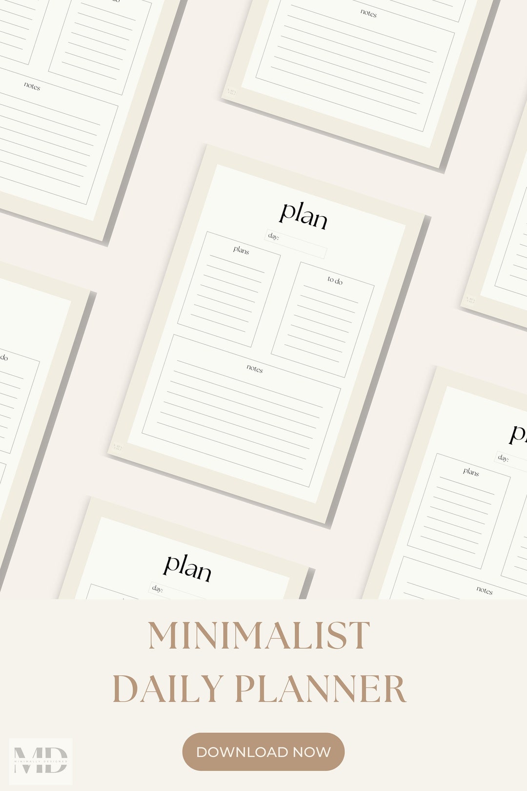 Minimalist Printable Daily Planner, Minimalist Digital Print ...